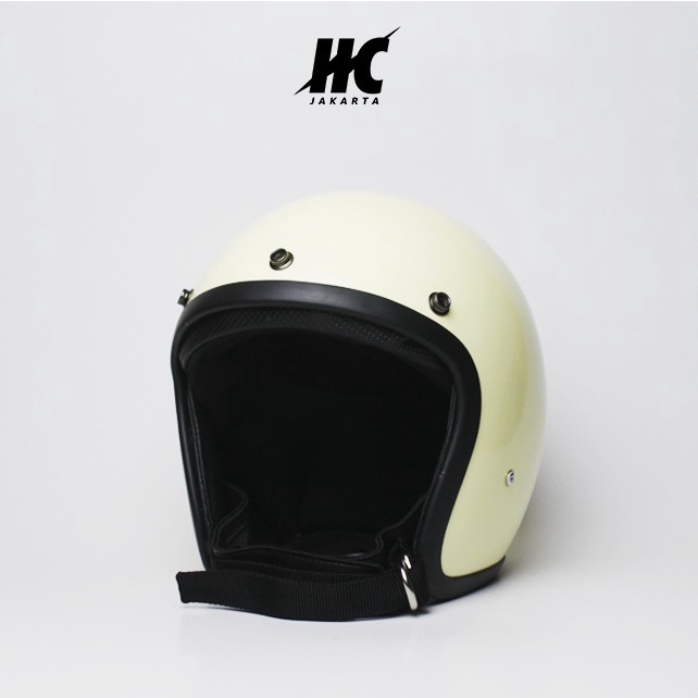 Jual Helm Slimhead Cream Glossy Basic Black Leather | All Size | Shopee ...