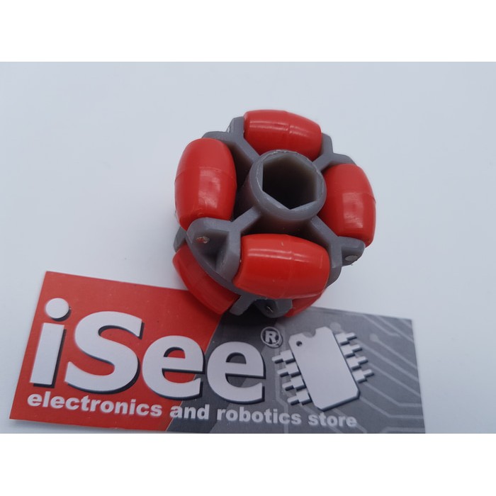 Jual roda omni wheel omniwheel 40mm hexagonal 10mm RED color merah ...