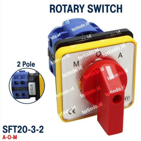 Jual Rotary Switch SFT20-3-2 SA16 A-O-M 2P MERK FORT Selector Saklar ...