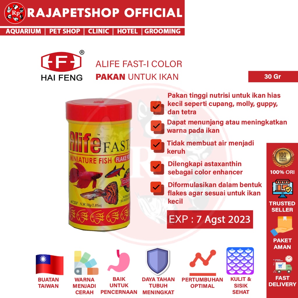 Jual ( PAKAN ) HAI FENG ALIFE FAST I COLOR FLAKE 30 GR FISH FOOD ...