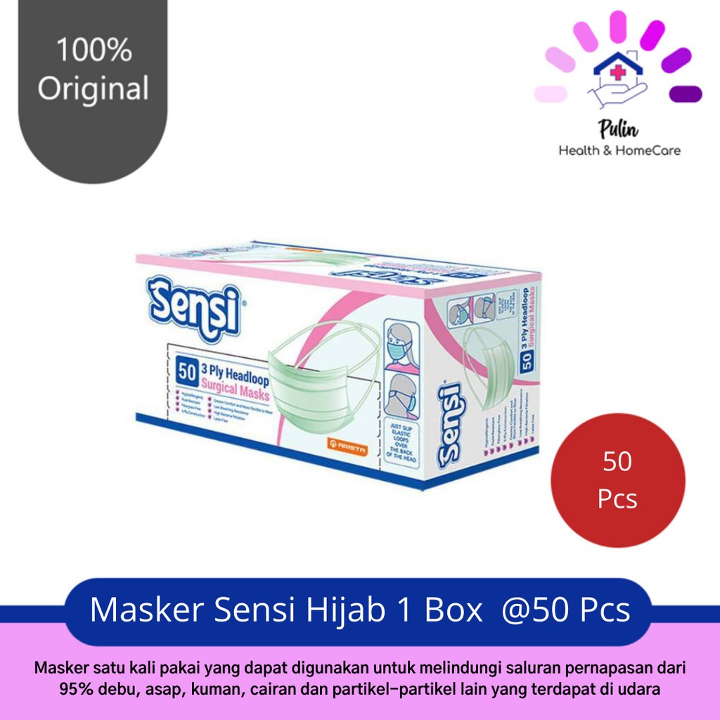 Jual Masker Sensi Hijab / Headloop / Masker Sensi Hijab 1 Box isi 50 ...
