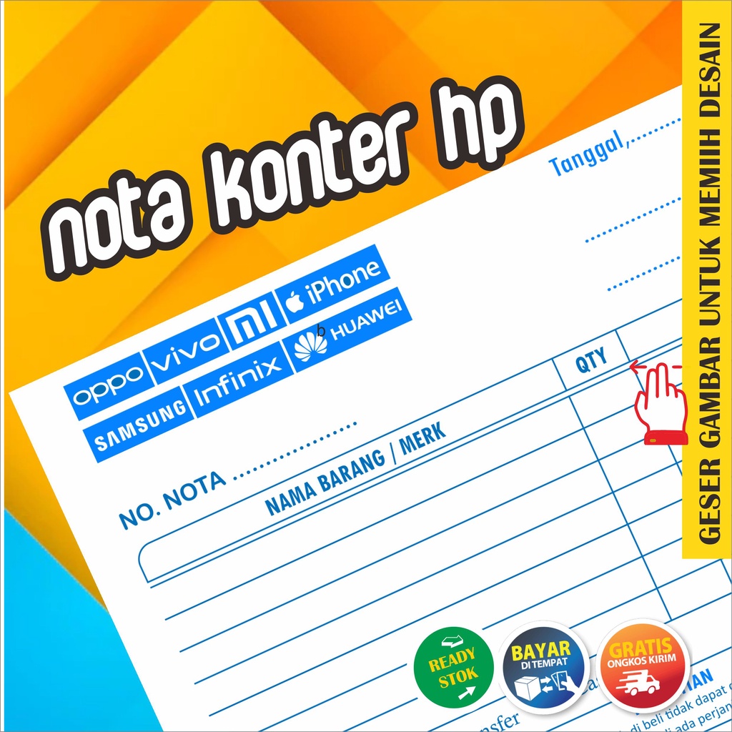 Jual Nota Kontan Konter Hp servis handphone isi 50 siap kirim 2 rangkap ...