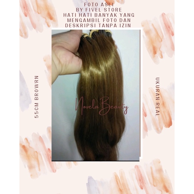 Jual BEST SELLER Rambut sambung ASLI 100% warna COKLAT 50cm harga PER ...