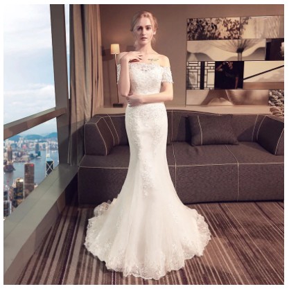 Jual Gaun pengantin mermaid ekor renda wedding dress mermaid | Shopee ...