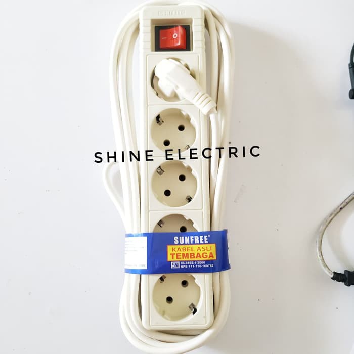 Jual Colokan Stop Kontak 5 Lubang Kabel 5 Meter 5M Stopkontak 5 port ...