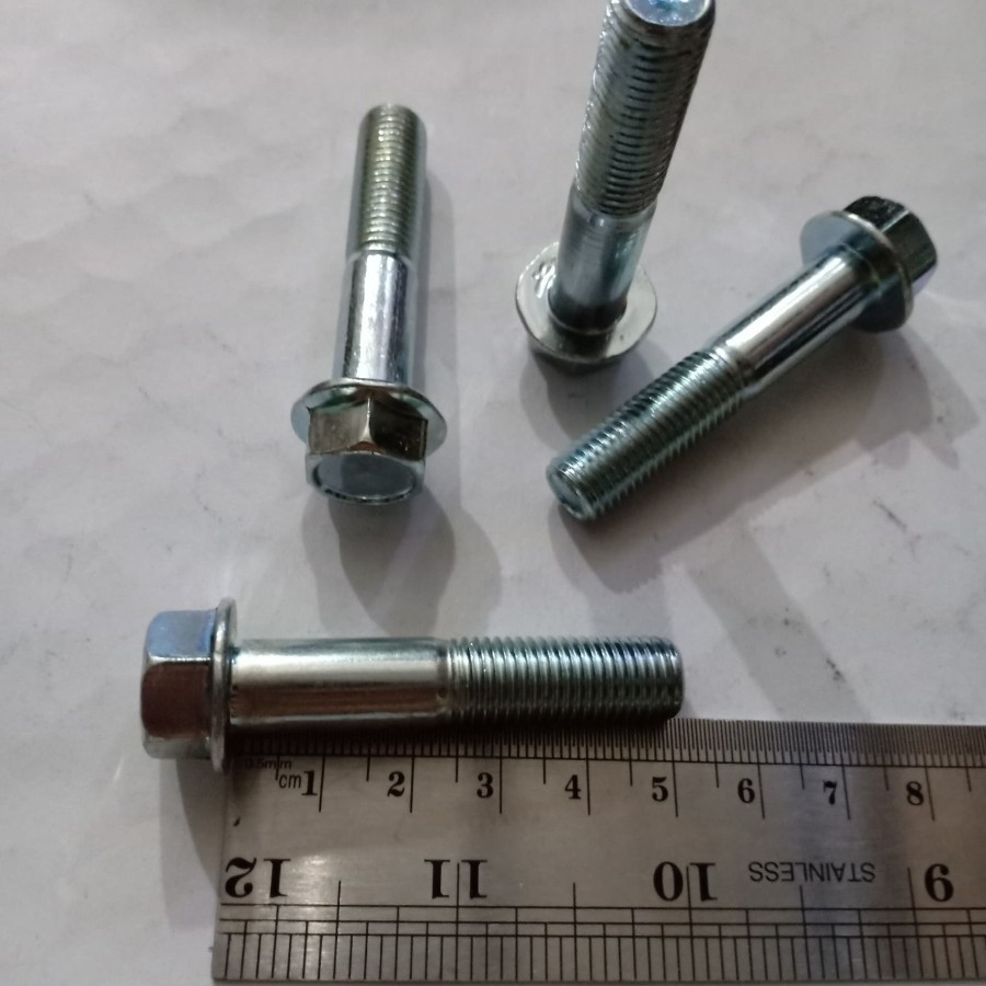Jual BAUT TOPI / FLANGE BOLT PUTIH M10 X 50MM (KUNCI 14) | Shopee Indonesia