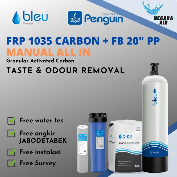 Jual paket filter air penguin sumur/pdam FRP 1035 Manual Carbon + FB 20 ...