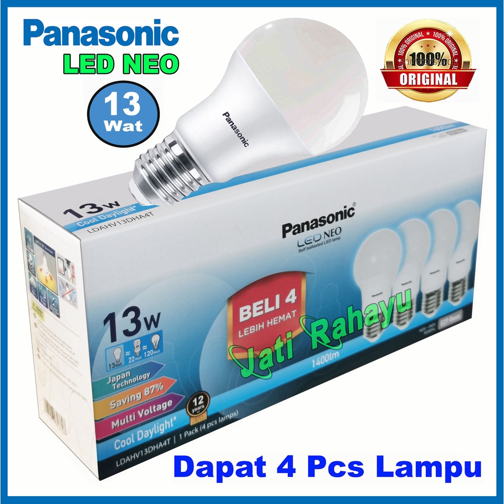 Jual (PAKET 4 PCS) PANASONIC LAMPU LED BULB 3W 5W 7W 9W 11W 13W PUTIH ...