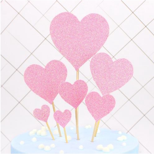 Jual Topper Bintang Star Love Heart Gliter Glitter Holo Mengkilat kue cake birthday ulangtahun ...