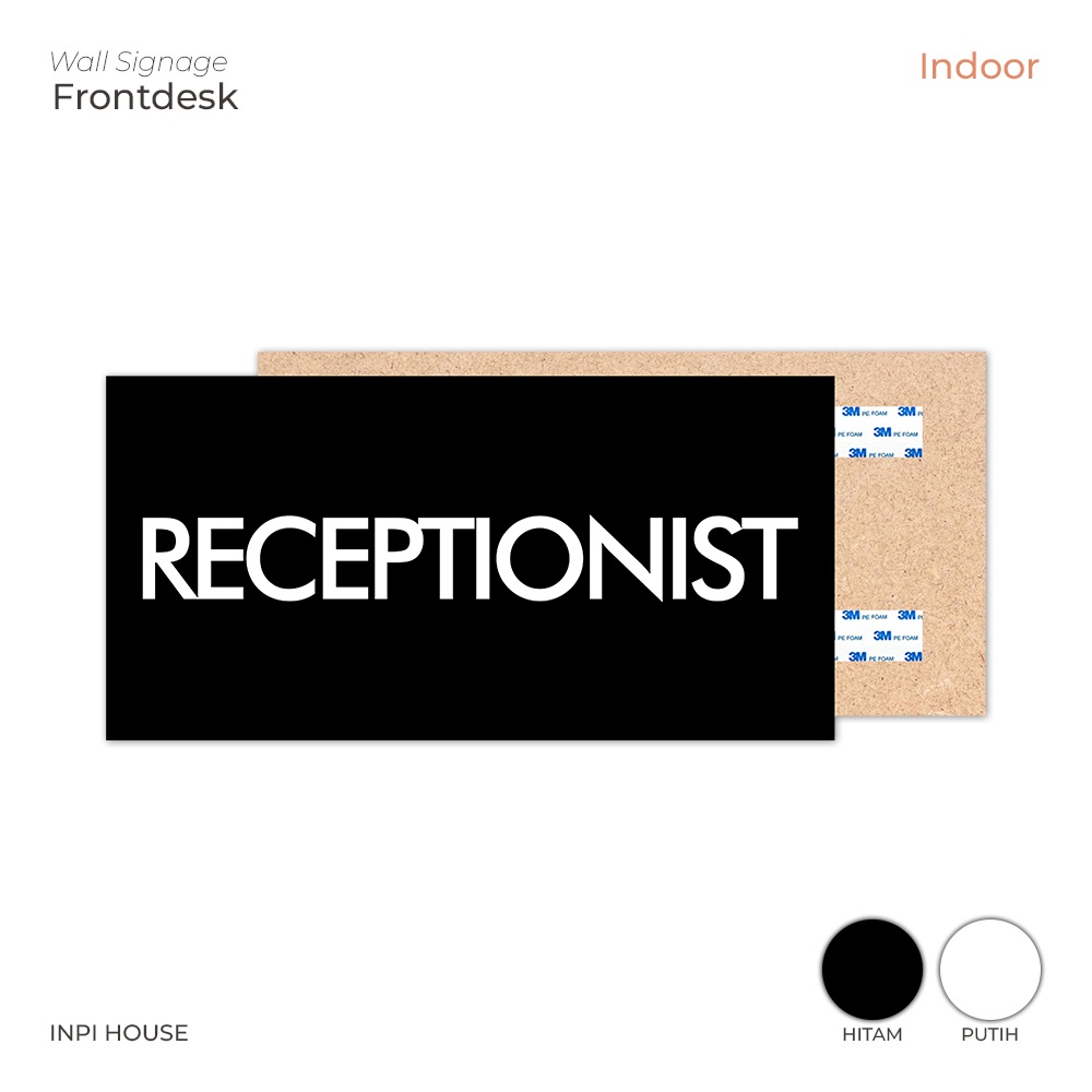 Jual papan tanda receptionist - receptionist sign - desk sign - Hitam ...