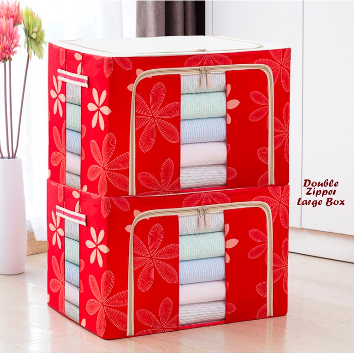 Jual Kotak penyimpanan baju box pakaian multifugsi Double Zipper Large ...