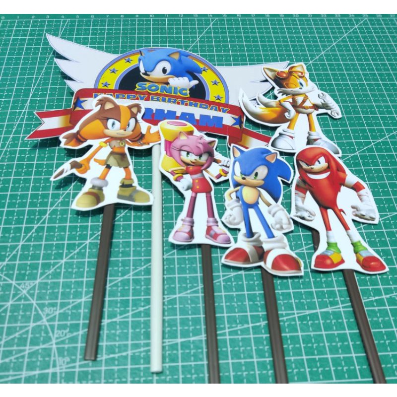 Jual Cake topper Sonic / hiasan kue / topper happer birthday | Shopee ...