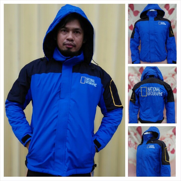 Jual Jaket / Jacket Hoodie National Geographic Biru Waterproof | Shopee ...