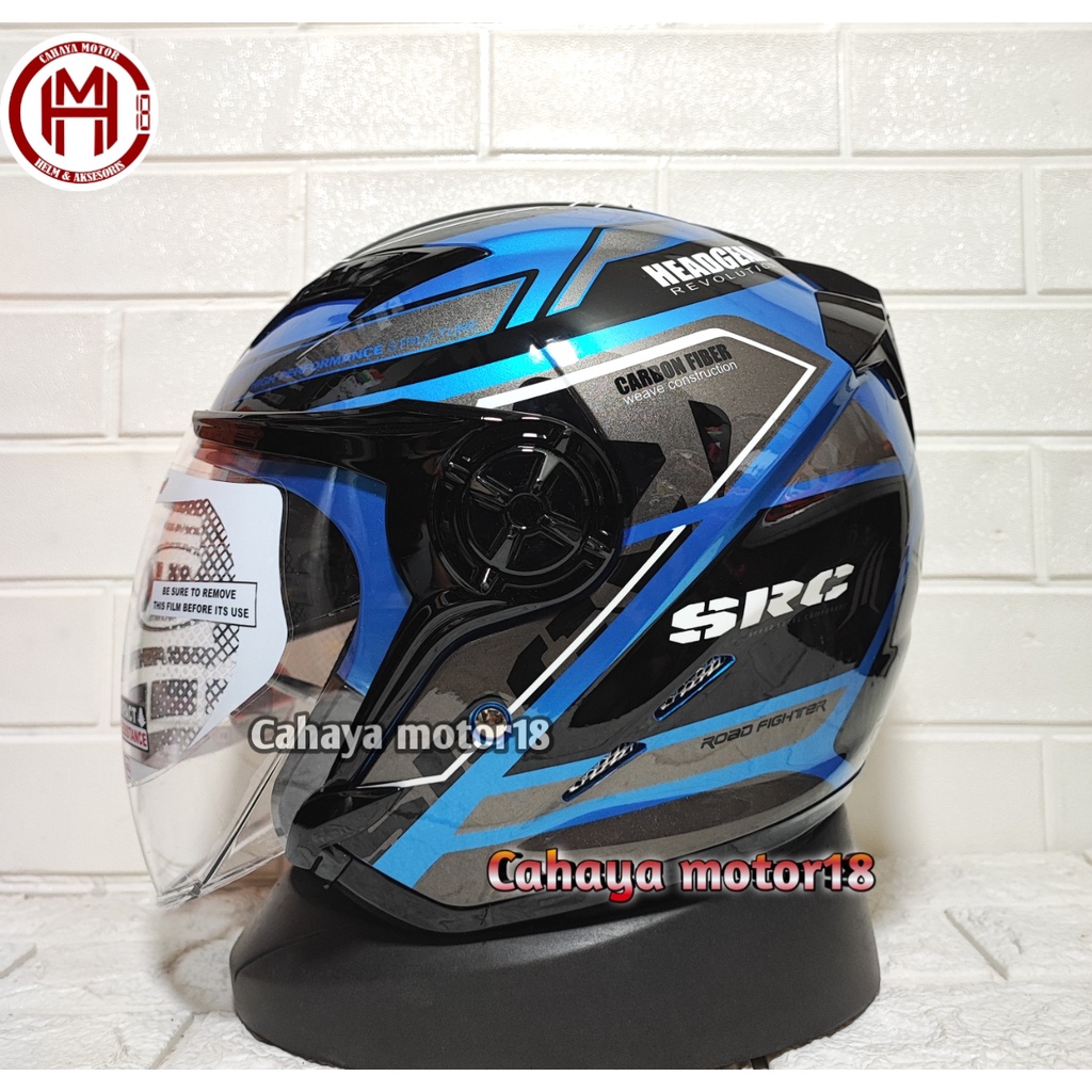Jual HELM NHK GLADIATOR TOURING BLUE SILVER|HALF FACE | Shopee Indonesia