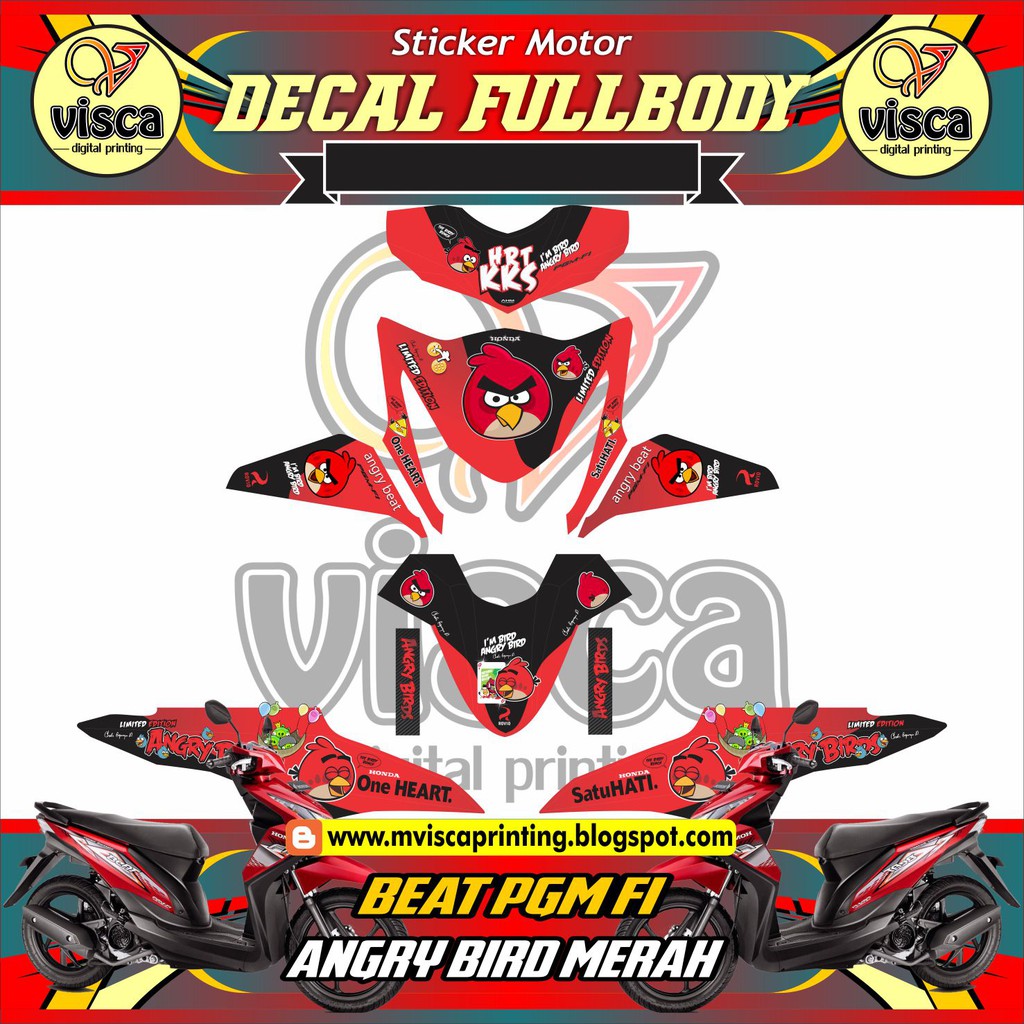 Jual STRIPING STIKER MOTOR FULL BODY HONDA BEAT PGM FI ANGRY BIRD MERAH ...