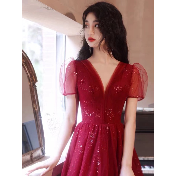 Jual SOLANI Busana Gaun Panjang SABRINA BRUKAT KOREN Gaun Pesta Merah ...