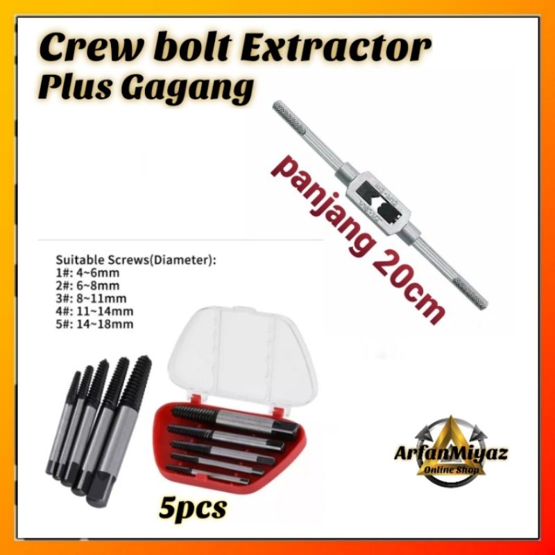Jual Hand Tap Balik Screw Bolt Extractor Plus Gagang Komplit Alat ...
