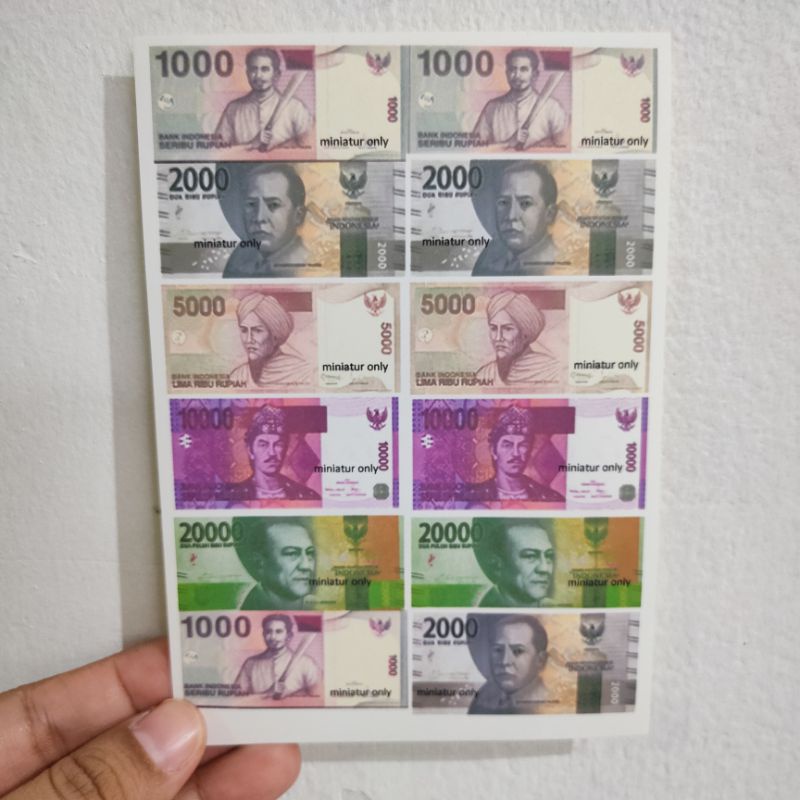 Jual STIKER MINIATUR UANG MINI UKURAN A6 ( belum di gunting) | Shopee ...