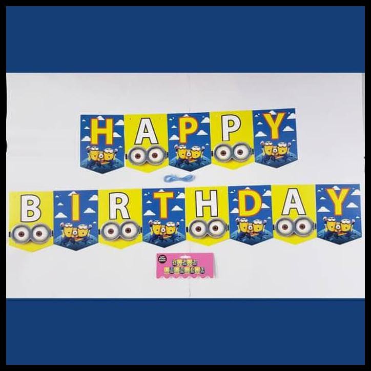 Jual Bunting Flag Happy Birthday Minion/ Banner Hbd Karakter Minion ...