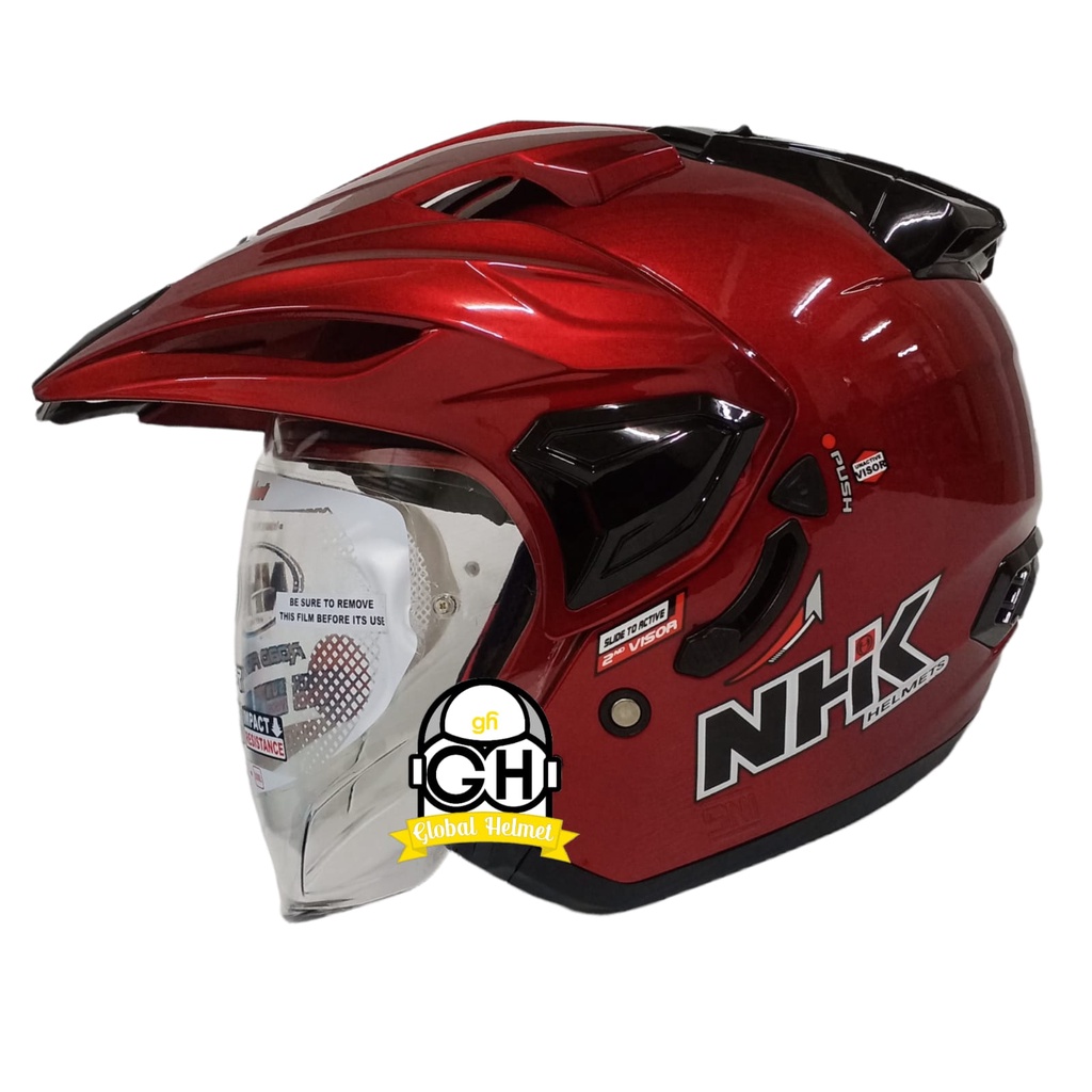 Jual HELM HALF FACE NHK PREDATOR CRYPTON SOLID ROYAL RED DOUBLE VISOR ...