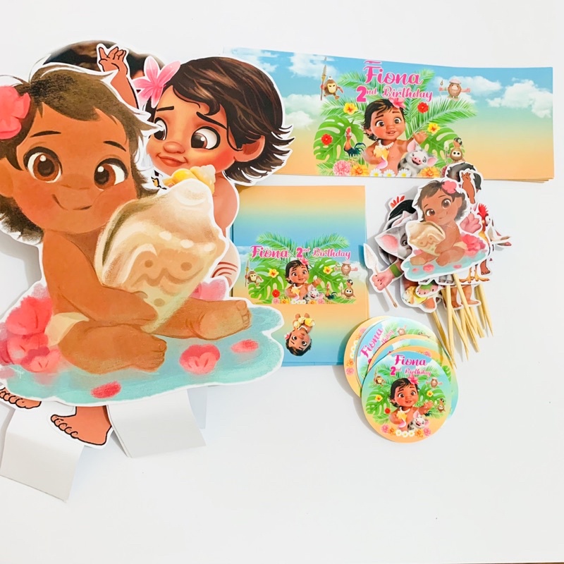 Jual Moana Chibi Paket Label Dessert Table / Hiasan Meja Ulang Tahun ...