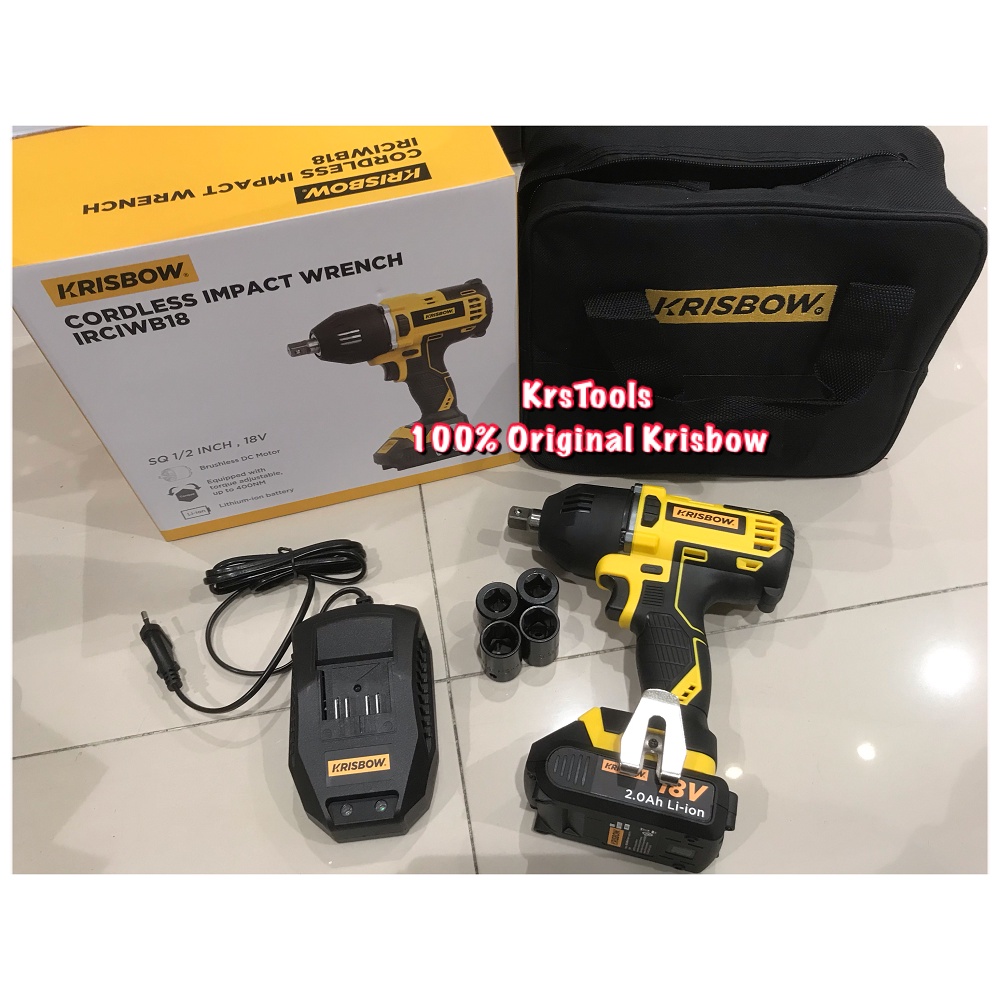 Jual Krisbow Mesin Impact Wrench Cordless Sq 1/2inc 18v 400NM | Shopee ...