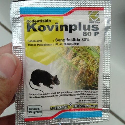 Jual KOVINPLUS 80P 15gram Seng Fosfida racun Tikus Sawah Tidak Bau Mati ...