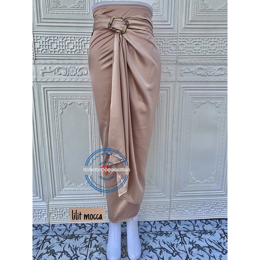 Jual Rok lilit polos satin premium Free ring | rok lilit wrap skrit ...