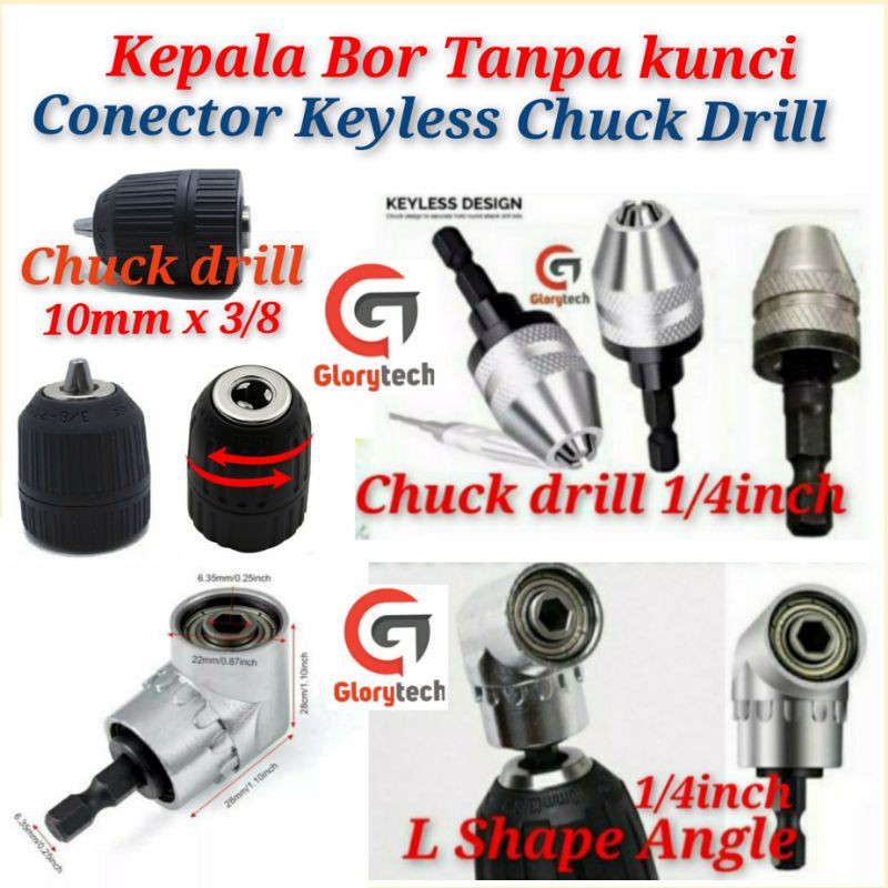 Jual ADAPTER CONVERTER KEPALA BOR MINI / 1/4" CHUCK DRILL MINI KONEKTOR ...
