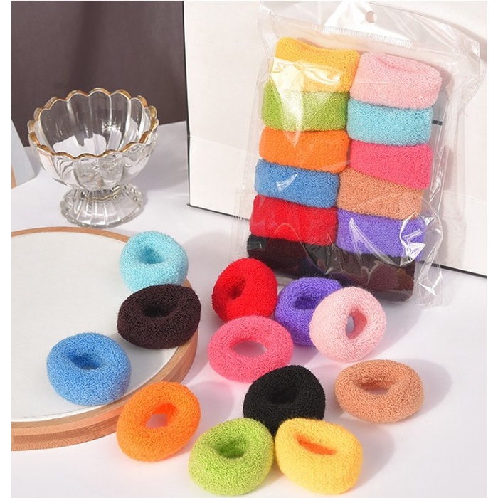 Jual ENNWEN IK159 Ikat Rambut Candy Color Towel Hair Ring Donut Set 12 ...