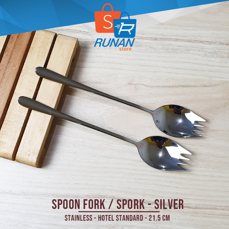 Jual Sendok Garpu Salad Stainless - Spork Spoon Fork Sendok Camping ...