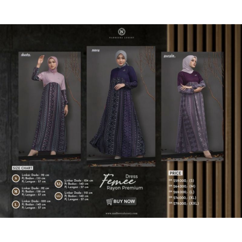 Jual FEMEE DRESS BY NADHEERA LUXURY | Shopee Indonesia