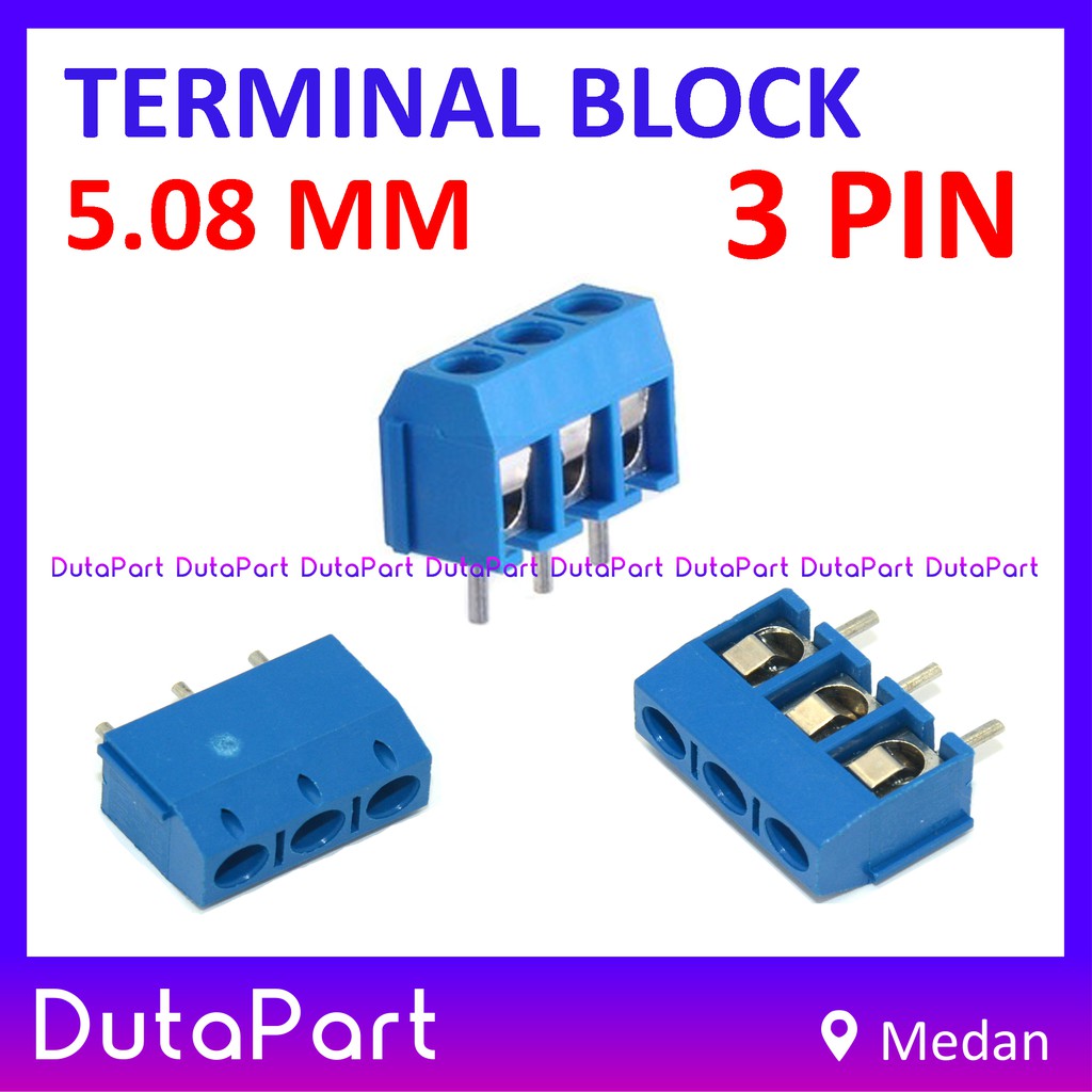 Jual Terminal Block 3 Pin Connector Skrup Screw Pitch 5.08mm 5mm 3P ...
