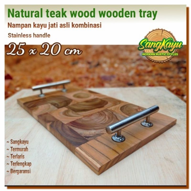Jual Nampan kayu jati premium 25x20cm wooden tray teak wood natural ...