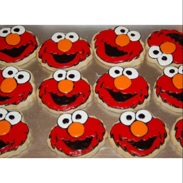 Jual IHANALICIOUS Butter Cookies Tema Elmo Merah (kukis hias karakter ...