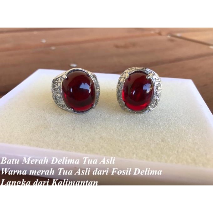 Jual Produk Unggulan] Cincin Batu Merah delima Asli Dari Fosil biji ...