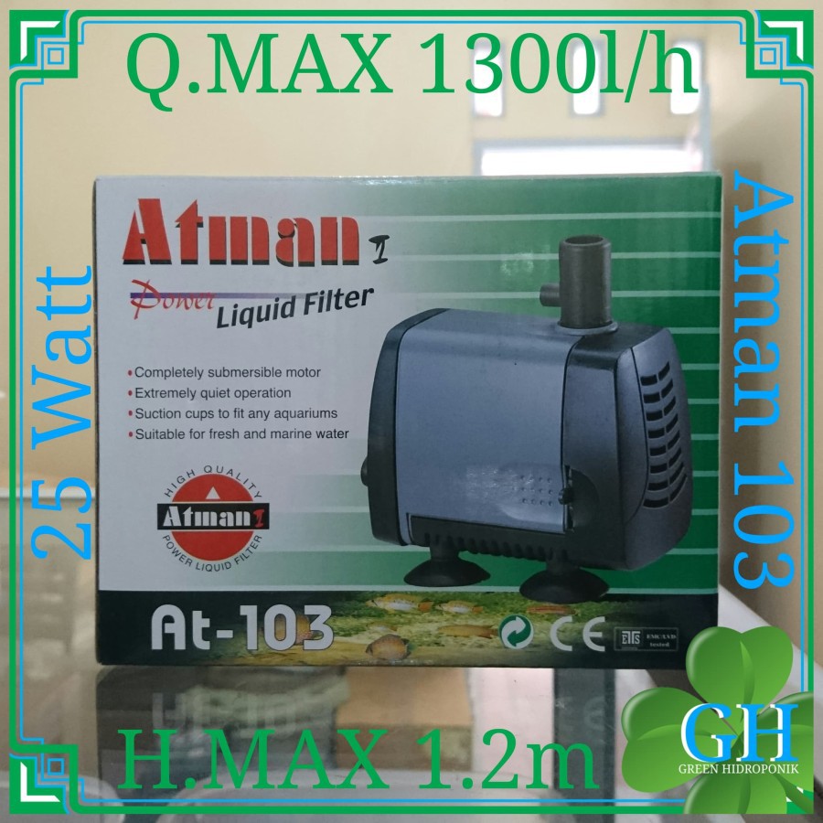 Jual Pompa Kolam/Aquarium Atman At-103, Celup, Air Tawar/Laut, Water ...