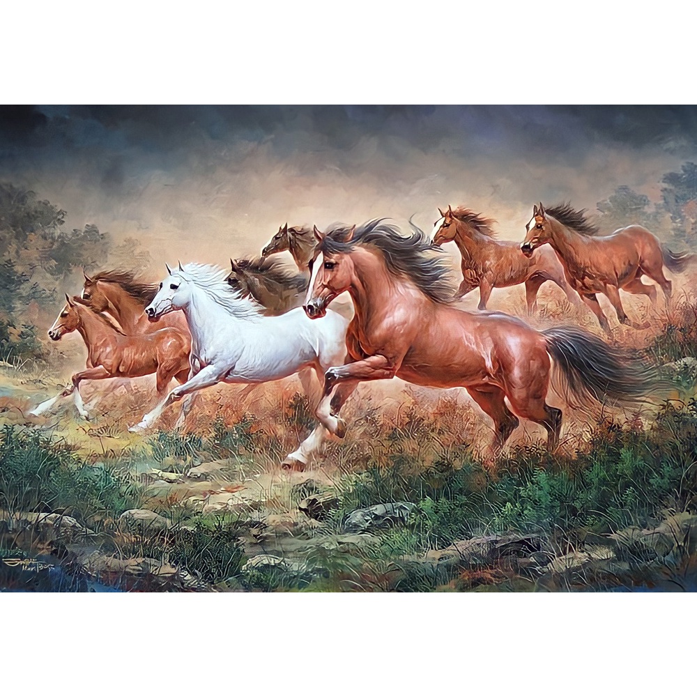 Jual Lukisan Poster Cetak BIG JUMBO Foto Kuda 8 ekor Ukuran Besar 100 x ...