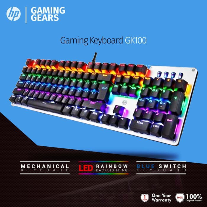 Jual HP Keyboard Gaming GK100 - RGB Blue Switch Mechanical Keyboard ...