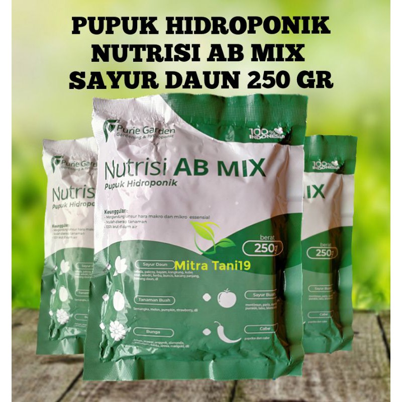 Jual NUTRISI PUPUK HIDROPONIK AB MIX SAYUR DAUN 250 GR PURIE GARDEN | Shopee Indonesia