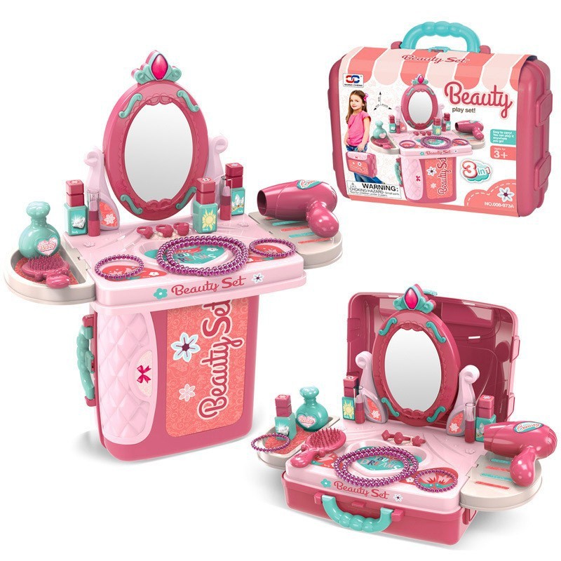 Jual Mainan Anak 3IN1 Beauty Playset Make up Dandan Muka Salon Edukasi ...
