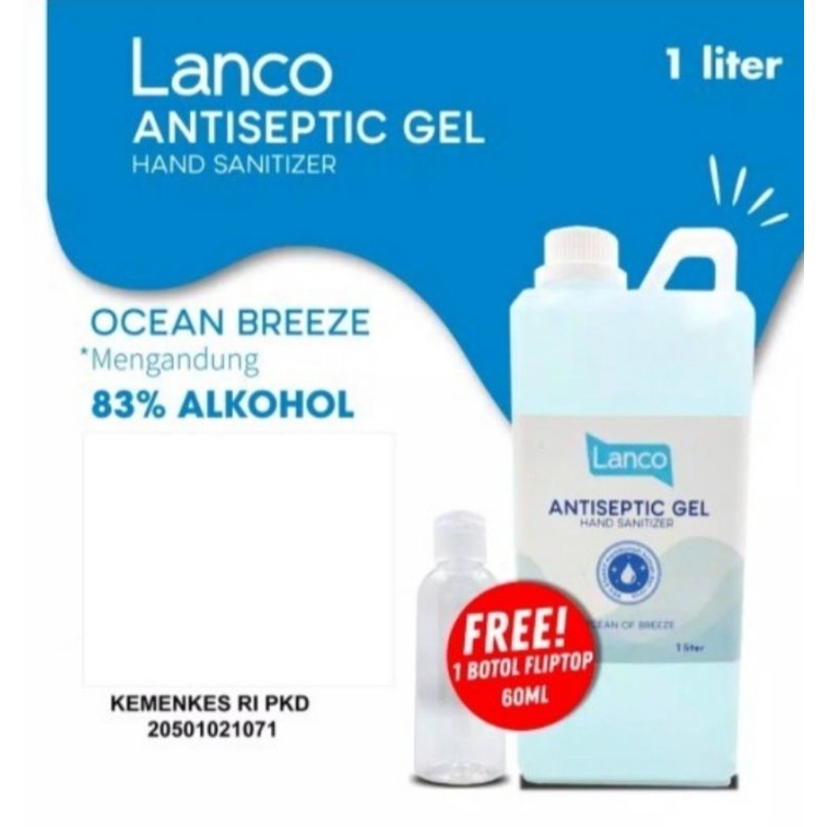 Jual LANCO hand sanitizer GEL 1Lt,Free bottle fliptop Ocean Breeze ...