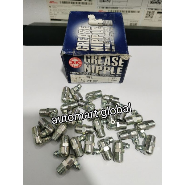 Jual grease nipple nepel gemuk 10mm 90 derajat bengkok 1/8 asli sk ...