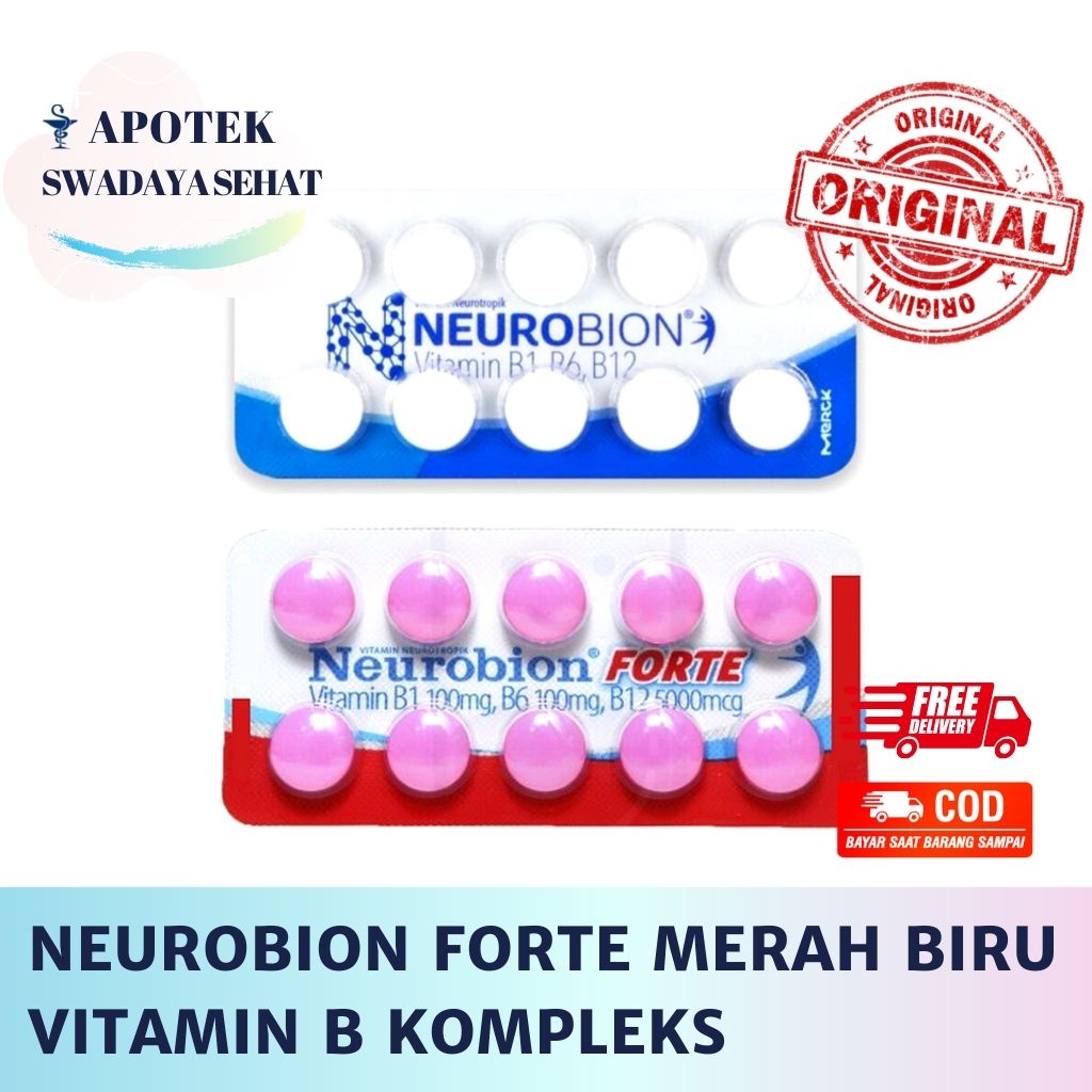 Jual NEUROBION FORTE Merah Pink Strip - Neurobion Biru Putih Blister ...