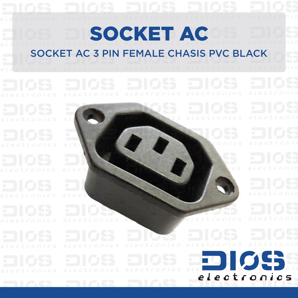 Jual Socket AC 3 PIN CHASIS FEMALE PVC Hitam | Shopee Indonesia