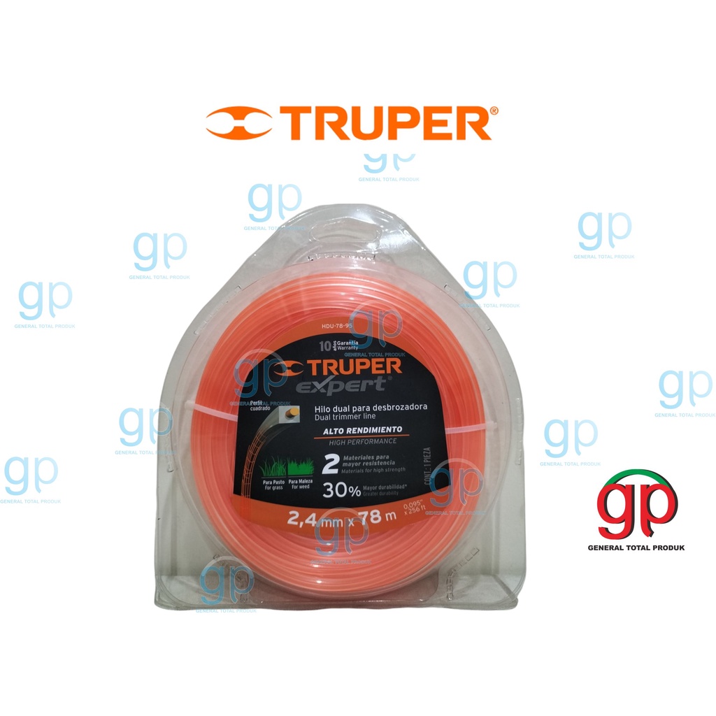 Jual Dual Trimmer Line HDU-78-95 Truper Nilon Potong Rumput 2.4MM X 78M ...