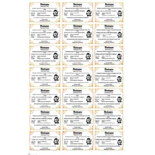 Jual Undangan Sabun dan Undangan Rokok selembar isi 21undangan ulem ...