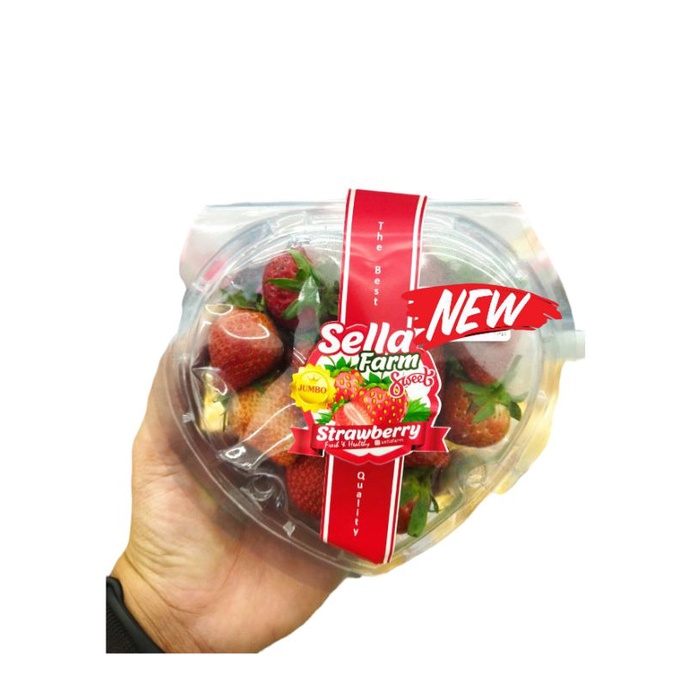 Jual strawberry lokal jumbo sella farm | pack | Shopee Indonesia