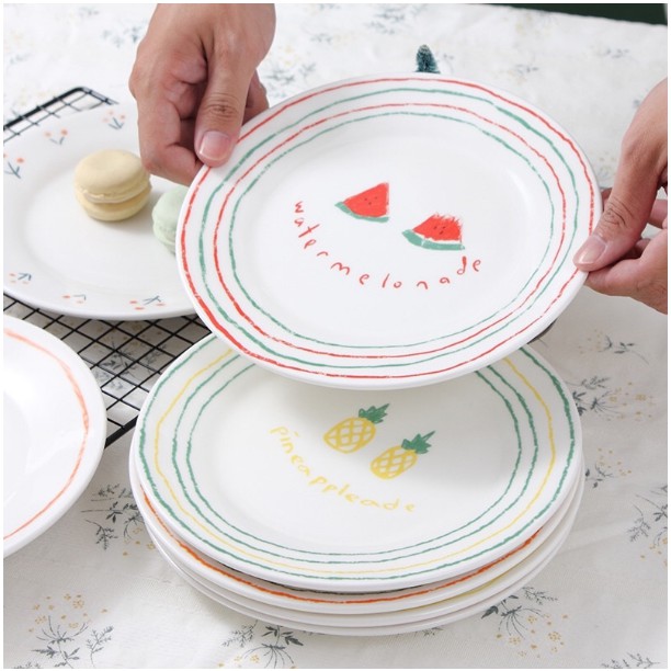 Jual Piring Korea Lucu Keramik Aesthetic Motif Buah Cartoon Colourful ...