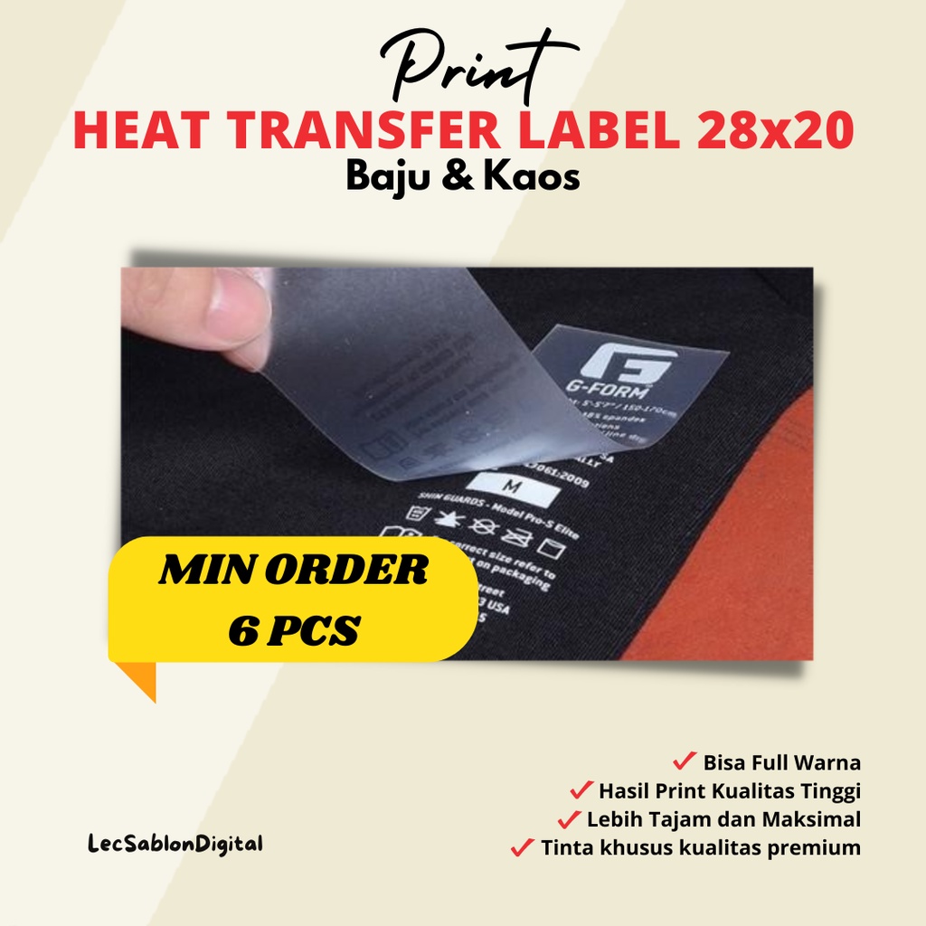 Jual Cetak Print Heat Label (MIN ORDER 6 PCS) Untuk Size Baju Kaos ...